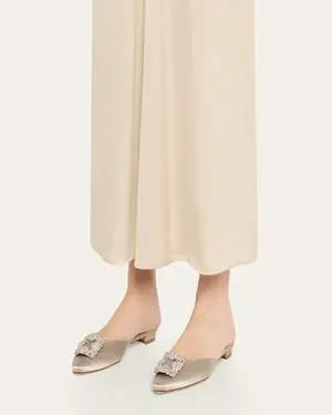 Manolo Blahnik Hangisi Satin Ballerina Flats - Gray