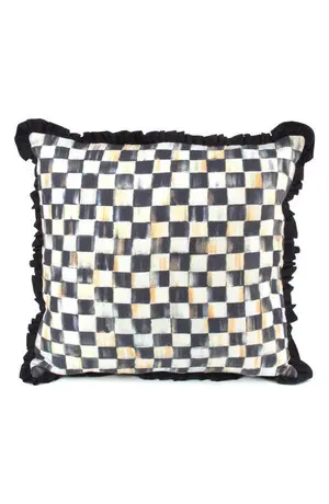 MACKENZIE-CHILDS Courtly Check Ruffle Accent Pillow - Black/ White