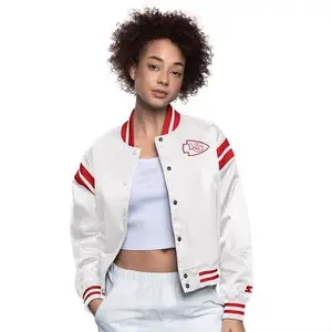 STARTER Kansas City Chiefs Full Count Full-snap Satin Jacket - Cream