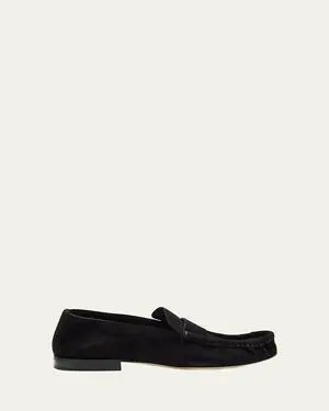 THE ROW Calf Suede Slip-on Loafers