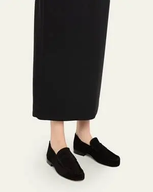 THE ROW Calf Suede Slip-on Loafers
