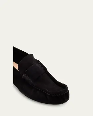 THE ROW Calf Suede Slip-on Loafers