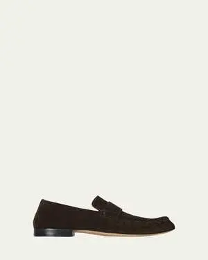 THE ROW Calf Suede Slip-On Loafers - Lacquer Brown