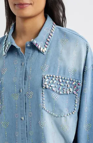 NIKKI LUND Keyla Embellished Button-up Shirt