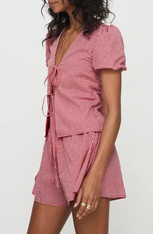 Princess Polly Gingham Tie-front Top & Shorts Set