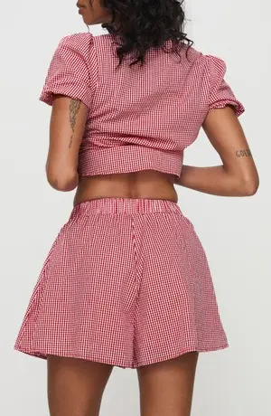 Princess Polly Gingham Tie-front Top & Shorts Set