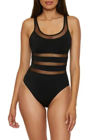 BCA BY REBECCA VIRTUE Mesh Inset One-Piece Swimsuit Black