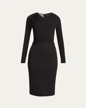 Giorgio Armani Ruched Jersey Midi Dress - Black