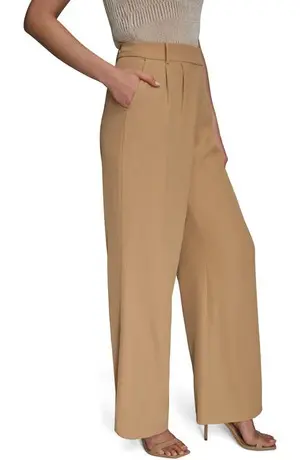Donna Karan New York Pleated Wide Leg Trousers
