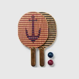 Gucci Wooden Beach Racket And Ball Set - Blue