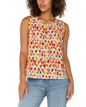 LIVERPOOL Printed Back Button Sleeveless Blouse