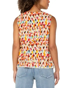 LIVERPOOL Printed Back Button Sleeveless Blouse