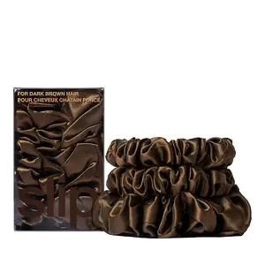 Slip Pure Silk Midi/large Scrunchies Set Of 3 - Dark Brown
