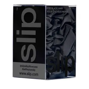 Slip Pure Silk Back To Basics Set Of 3 Midi/large Scrunchies - Black