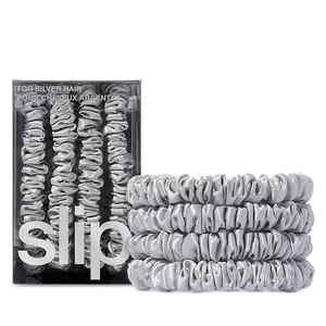 Slip Pure Silk Skinny Scrunchies Set Of 4 Silver
