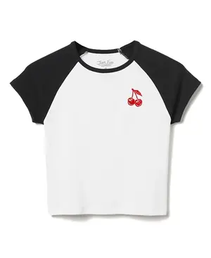 Junk Food Clothing Cherry Baby Raglan Tee - Black/white