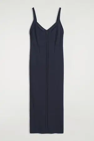 Cos Knitted Midi Slip Dress - Navy