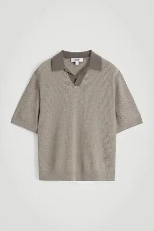 Cos Open-knit Bouclé Polo Shirt