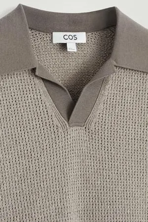 Cos Open-knit Bouclé Polo Shirt