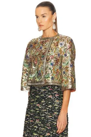 Valentino Garavani Embroidered Jacket In Metallic Gold