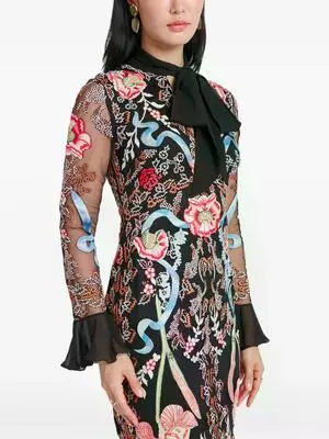 TEMPERLEY LONDON Bilbao Tie Midi Dress - Black
