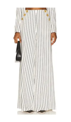 L'Agence Kingston Wide Leg Pant - Vintage White & Black Pinstripe