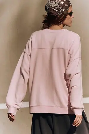 Free People Embroidered Crewneck Pullover - Bloom Combo