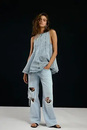 Free People Cassius Denim Set - Bleachout