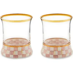 MACKENZIE-CHILDS Rosy Check Set Of 2 Tumblers - Pink/ White