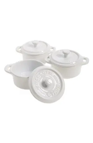 STAUB Set Of 3 Mini Round Ceramic Cocottes - White