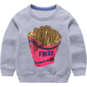 LOLA + THE BOYS French Fries Sequin Sweatshirt - Grey