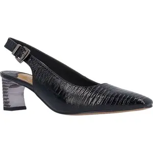 J. Reneé Hadyn Lizard Embossed Slingback Pumps - Black