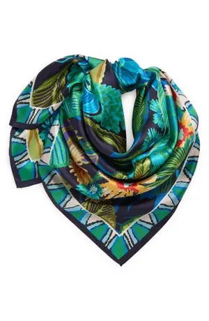 Echo Rainforest Silk Square Scarf - Hawaiian Ocean