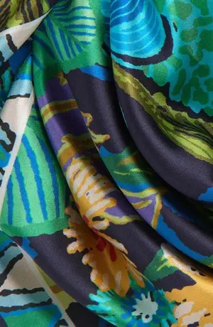 Echo Rainforest Silk Square Scarf - Hawaiian Ocean