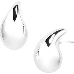 Bottega Veneta Sculptured Drop Earrings - 8117 Silver