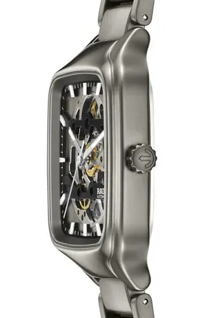 RADO True Square Skeleton Automatic Ceramic Bracelet Watch - Gray