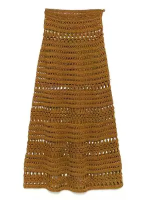 Elie Saab Crochet Knit Midi Skirt