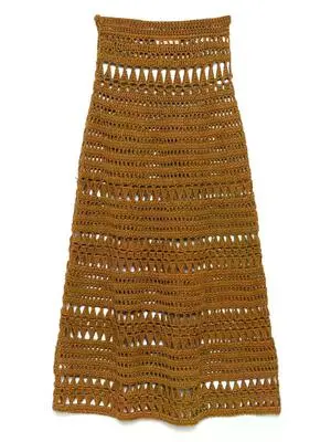 Elie Saab Crochet Knit Midi Skirt
