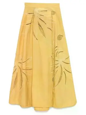 Elie Saab Embroidered Midi Skirt - Gold