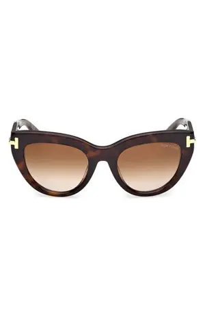 TOM FORD Icon 52mm Cat Eye Sunglasses Shiny Dark Havana Beveled