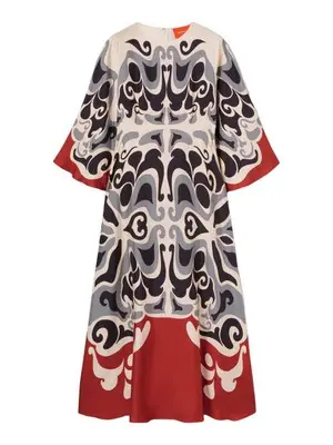 La DoubleJ Long Sorella Printed Silk Dress - Phoenix Placée Ivory