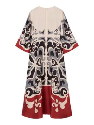 La DoubleJ Long Sorella Printed Silk Dress - Phoenix Placée Ivory