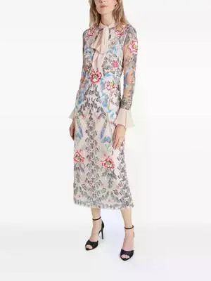 TEMPERLEY LONDON Bilbao Tie Midi Dress - Pink