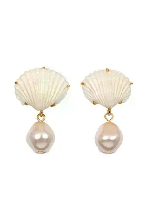 JENNIFER BEHR Isola Shell Drop Earrings Pink