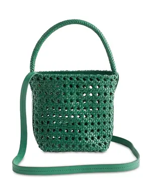 Madewell Handwoven Caned Leather Mini Bag - Lagoon Green