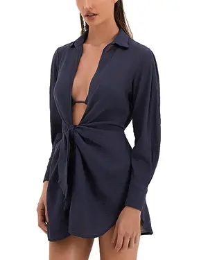 VIX PAULA HERMANNY Juliete Shirt Swim Cover-up - Blue