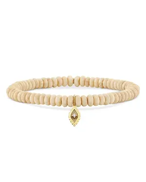 SYDNEY EVAN 14k Yellow Diamond Jasper Bead Bracelet - Gold