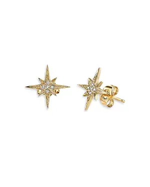 SYDNEY EVAN 14k Yellow Diamond Starburst Stud Earrings - Gold