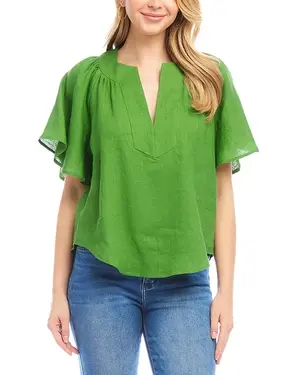 Green Linen Blouses