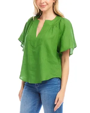 Karen Kane Linen Flutter Sleeve Top